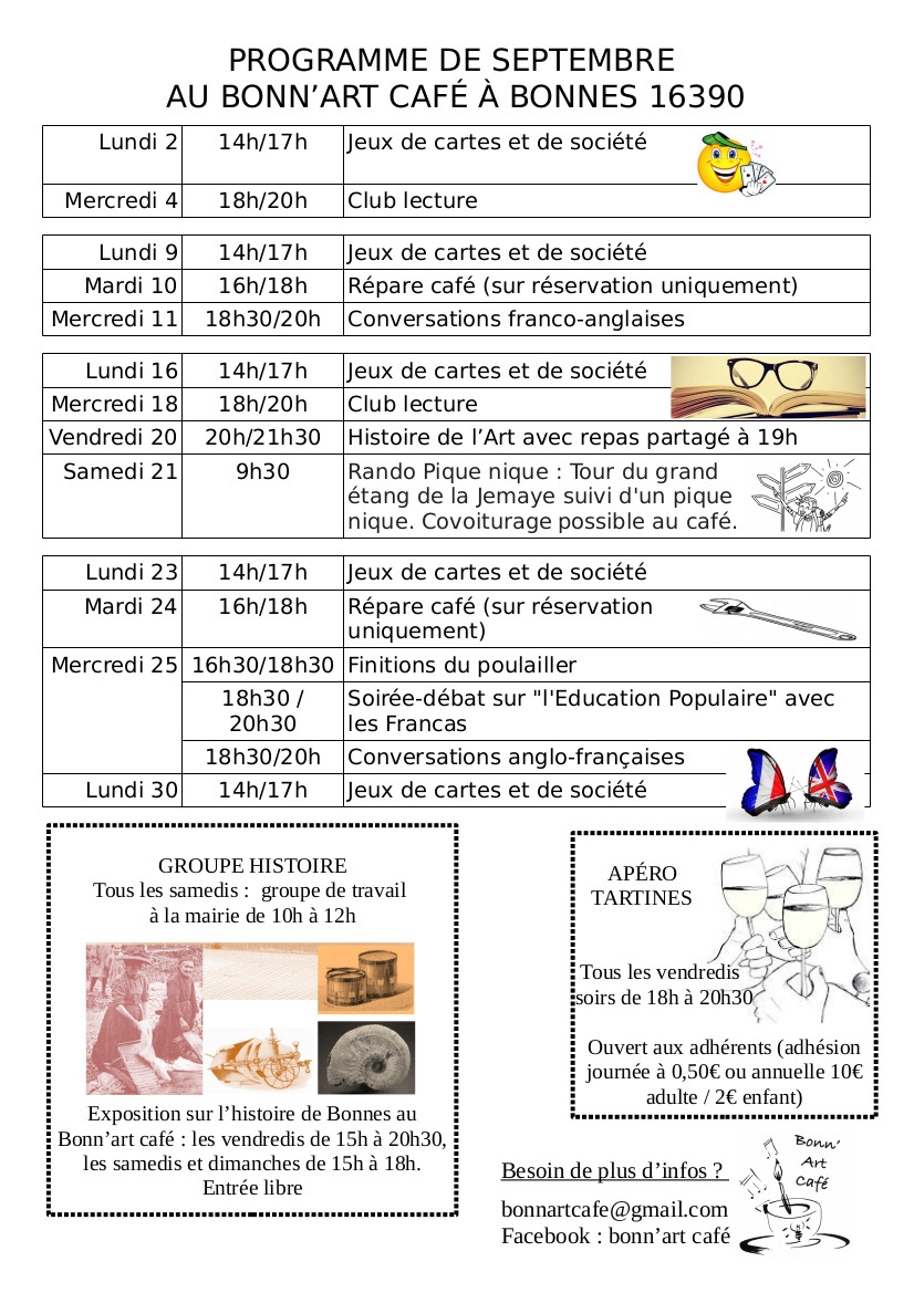 programme septembre | Site officiel de la commune de Bonnes